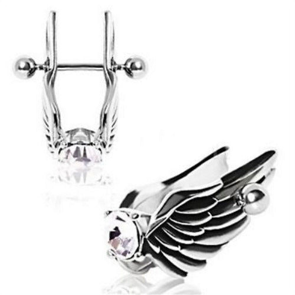 Angel Wings Cartilage Earring - Feathered Angel Wings w/ Gem Cartilage ...