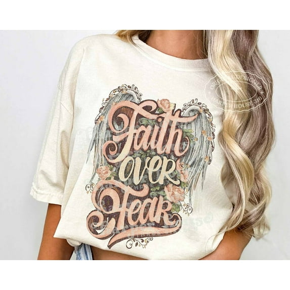 Angel Wings Christian Sublimation Designs Faith Over Fear Vintage Jesus ...