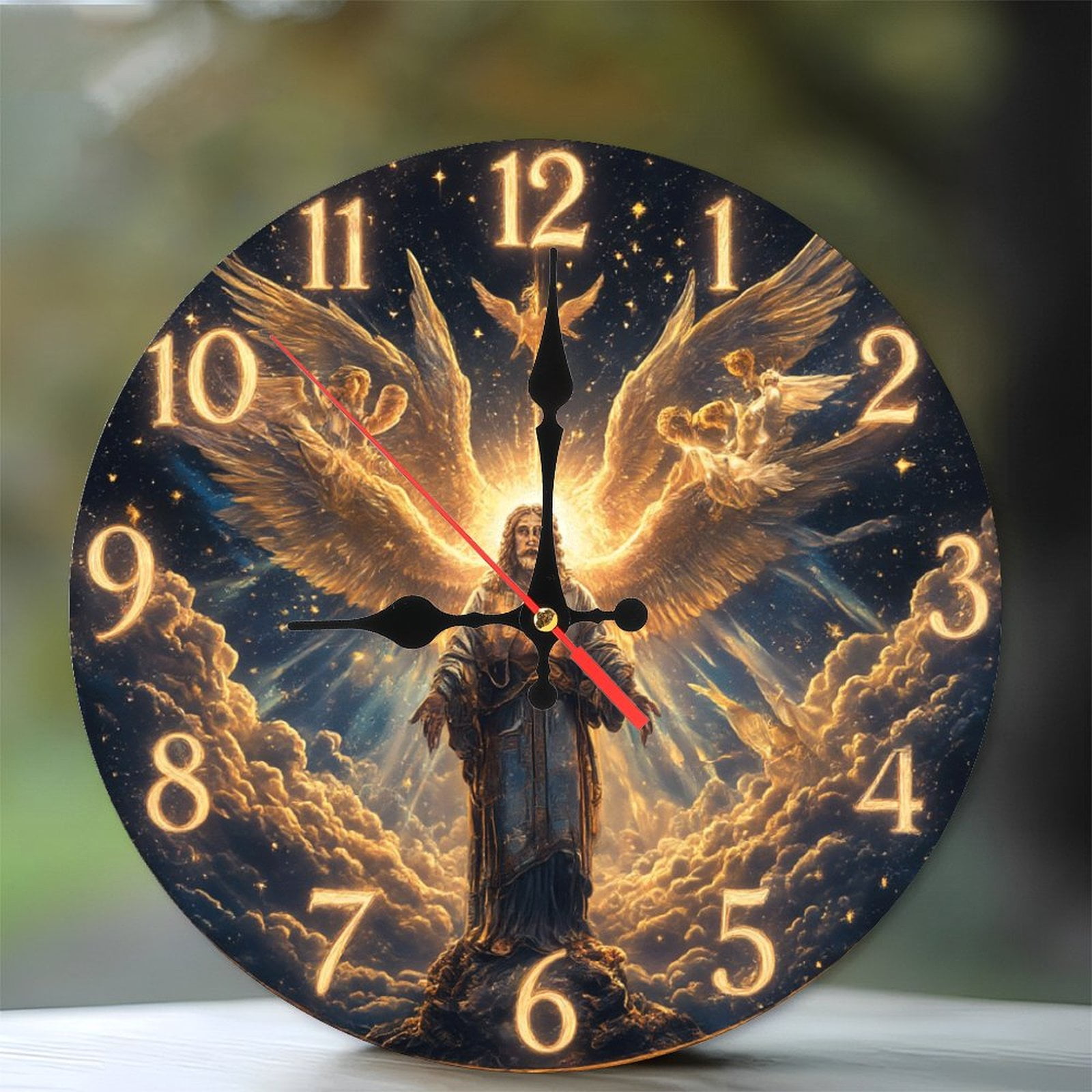Angel Wings Clock Wall Decor Religious Gift Home Decor 10-Inch Silent ...