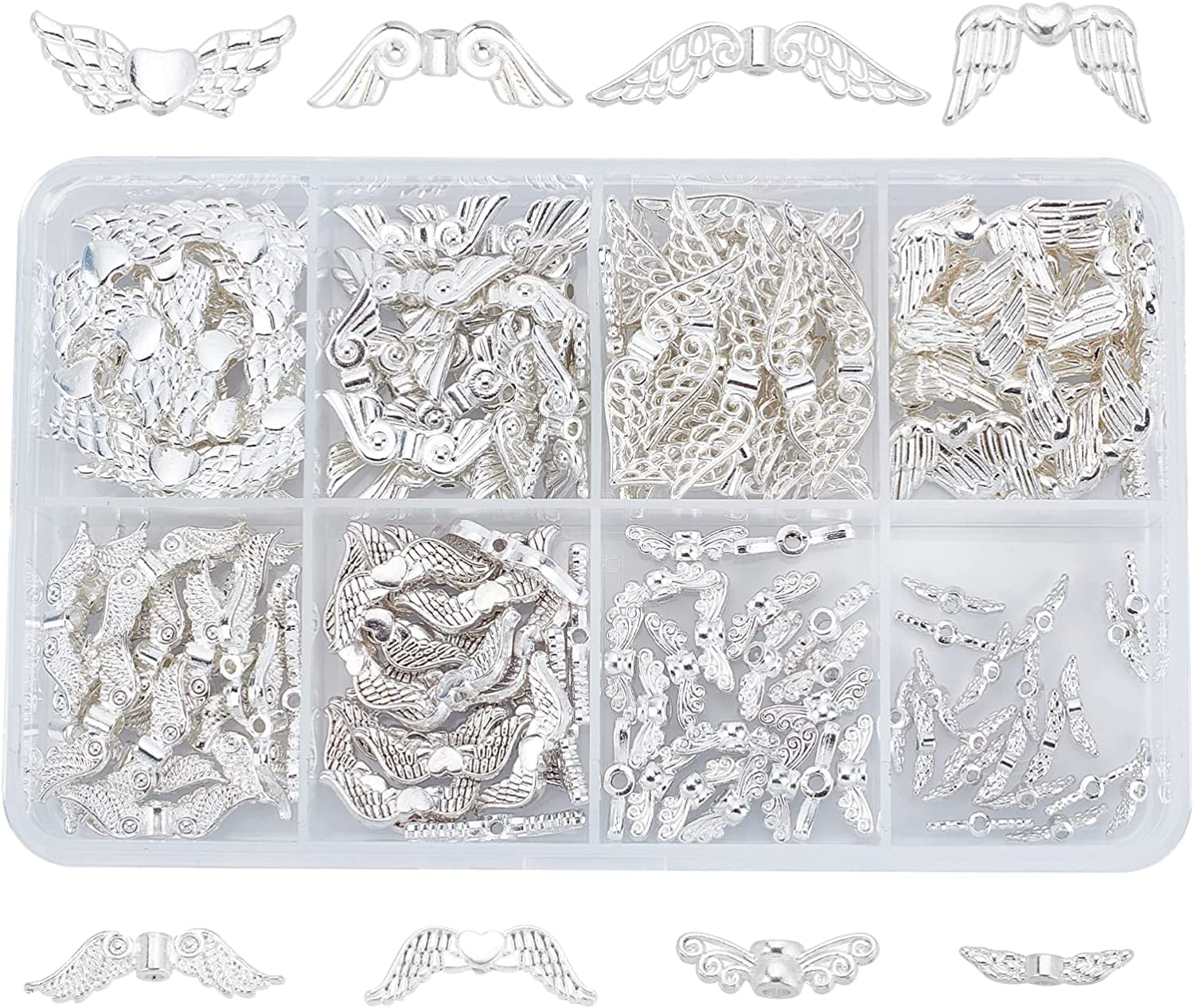 Angel Wings for Crafts 160pcs 8 Styles Angle Wing Bead Wing Spacer ...