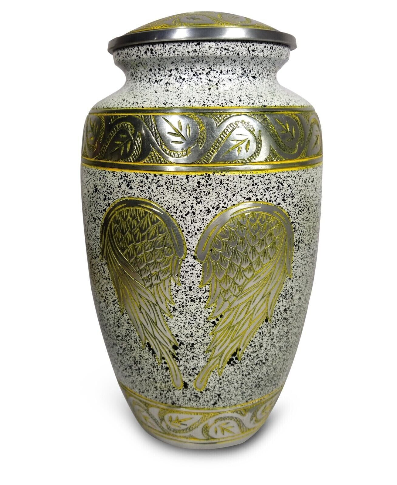 Angel Wings Cremation Urn White Engraved Funeral Jar Box For Human And ...