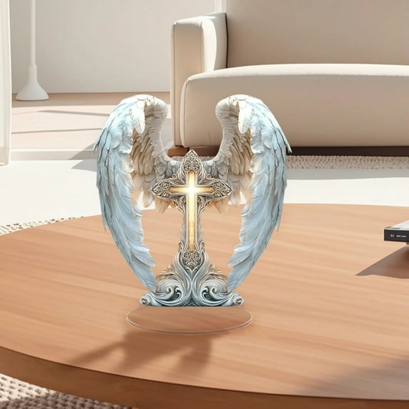 Angel Wings Cross Decoration - Gracefully Wings Wrap Around Desk Decor ...