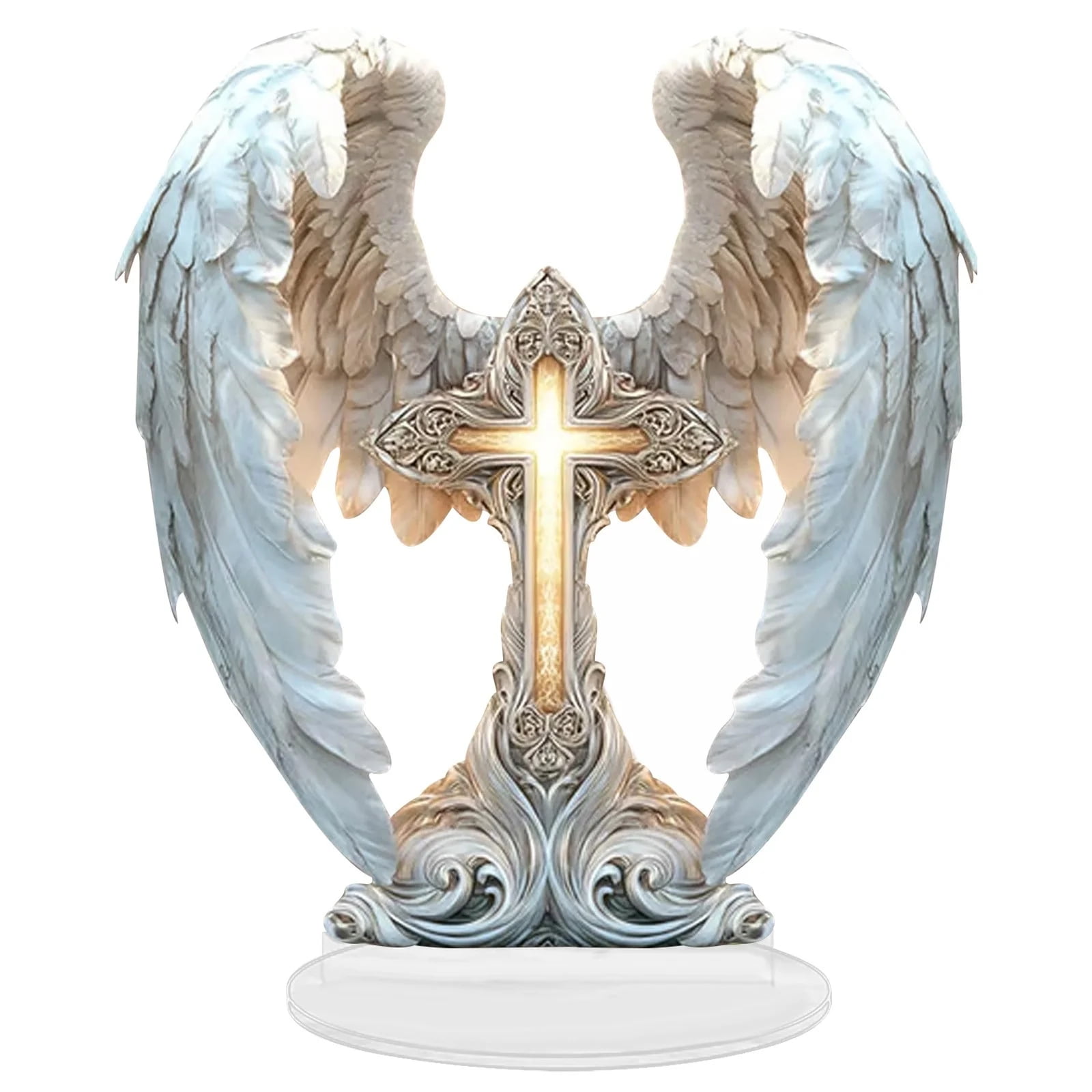 Angel Wings Cross Figurine Decorative Sculpture Exquisite Spiritual ...