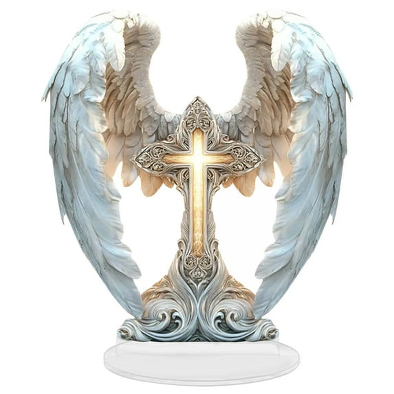 Angel Wings Cross Figurine Decorative Sculpture Exquisite Spiritual ...