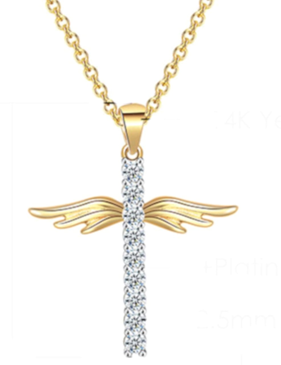 Angel Wings Cross Necklace Gold Layered Cubic Zirconia Choker Necklace ...