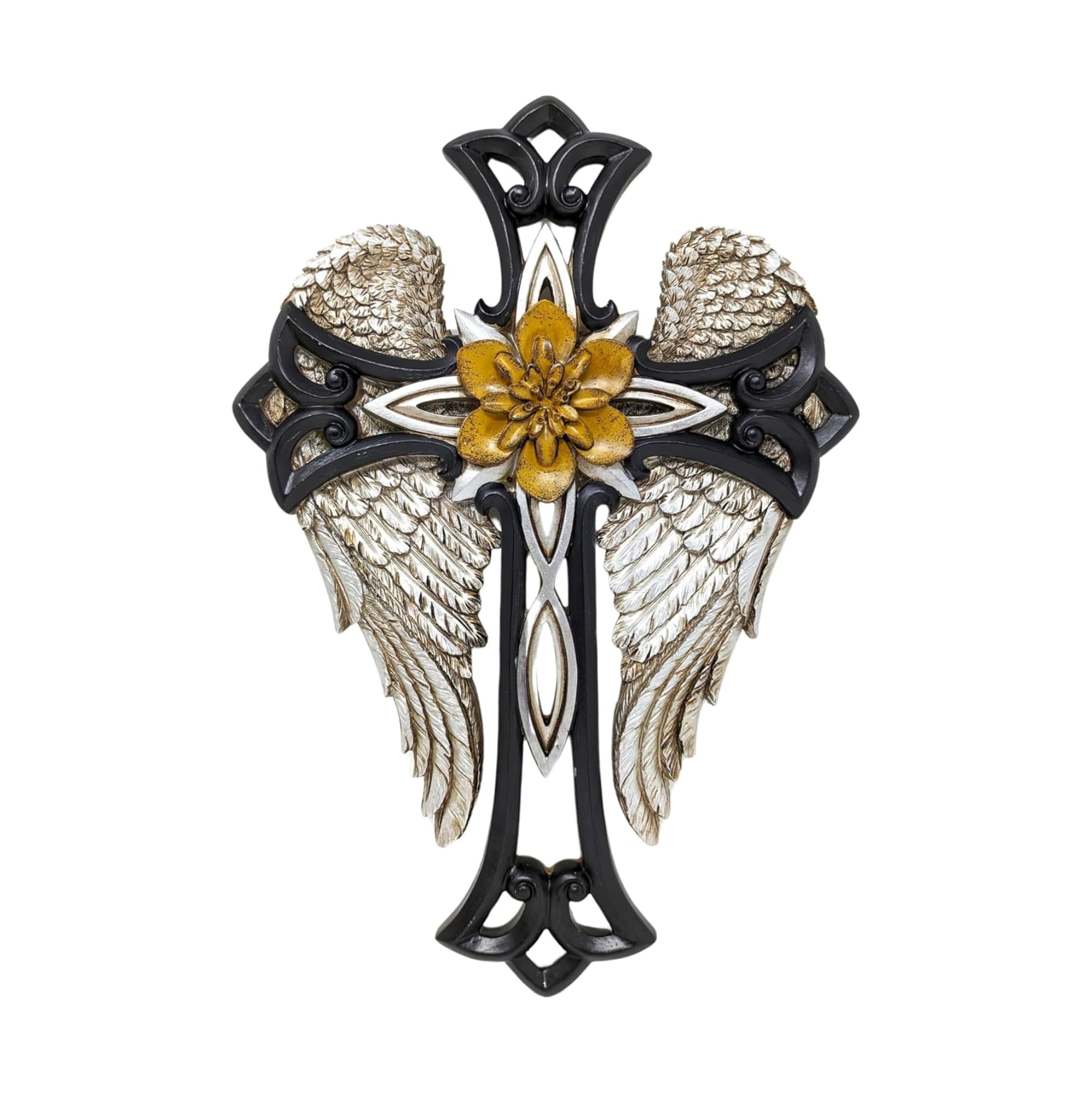 Angel Wings Cross with Flower Spiritual Wall Art Wall Cross Hanging ...