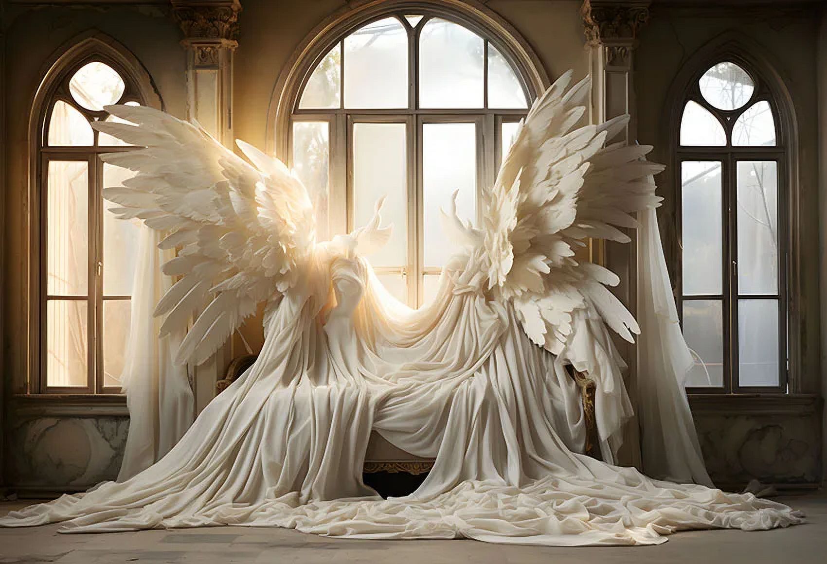 Angel Wings Curtain Window Adult Birthday Wedding Maternity Portrait r ...
