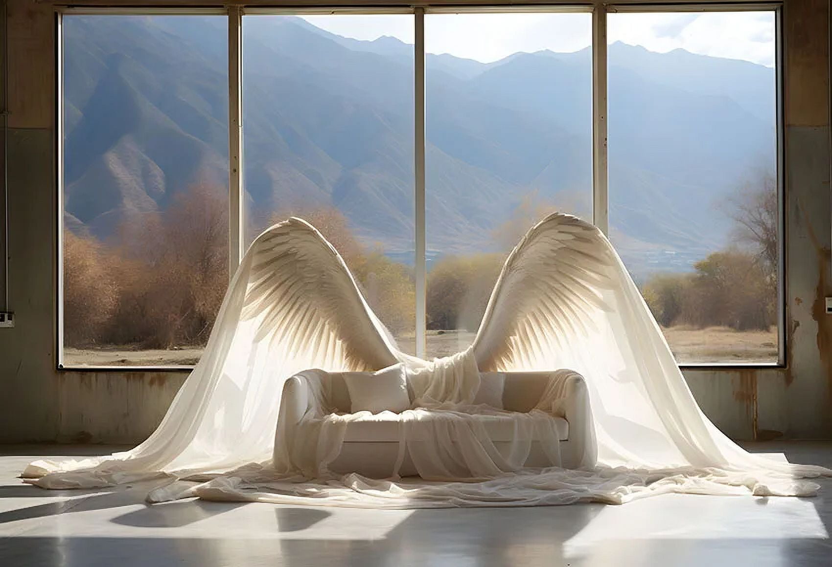 Angel Wings Curtain Window Adult Birthday Wedding Maternity Portrait r ...