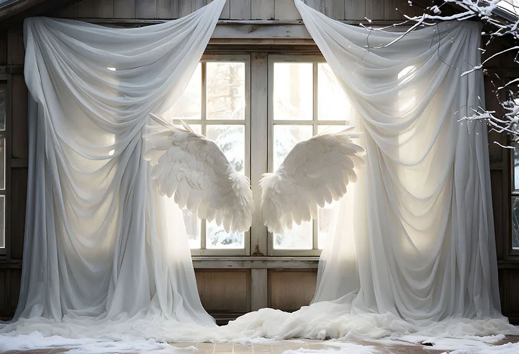 Angel Wings Curtain Window Adult Birthday Wedding Maternity Portrait r ...