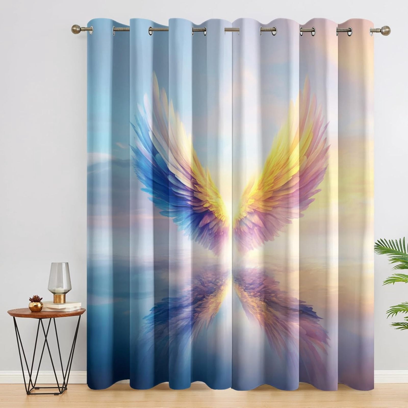 Angel Wings Curtains For Bedroom, Fantasy Feather Blackout Curtains For ...