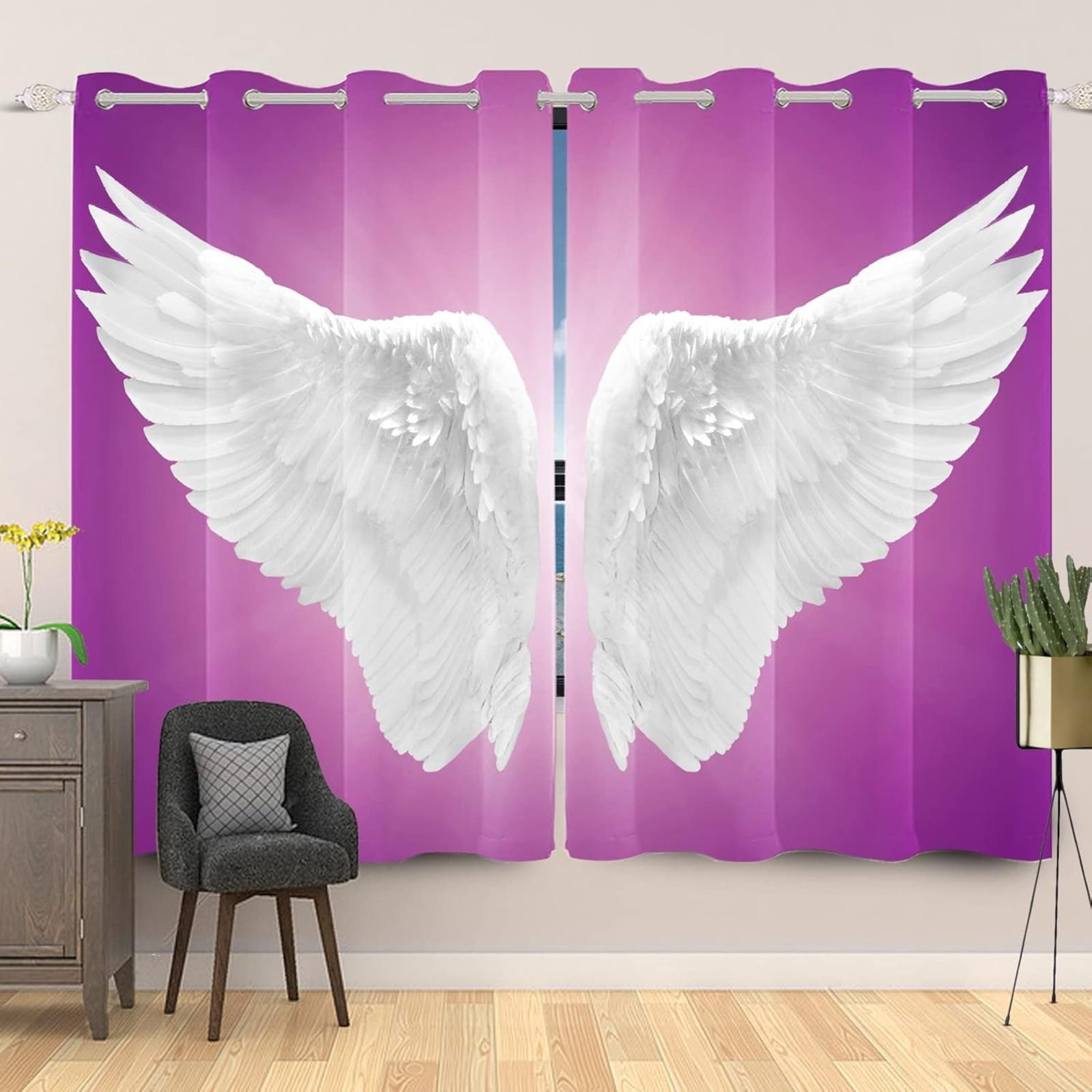 Angel Wings Decorative Window Curtains Pure White Wings Window ...