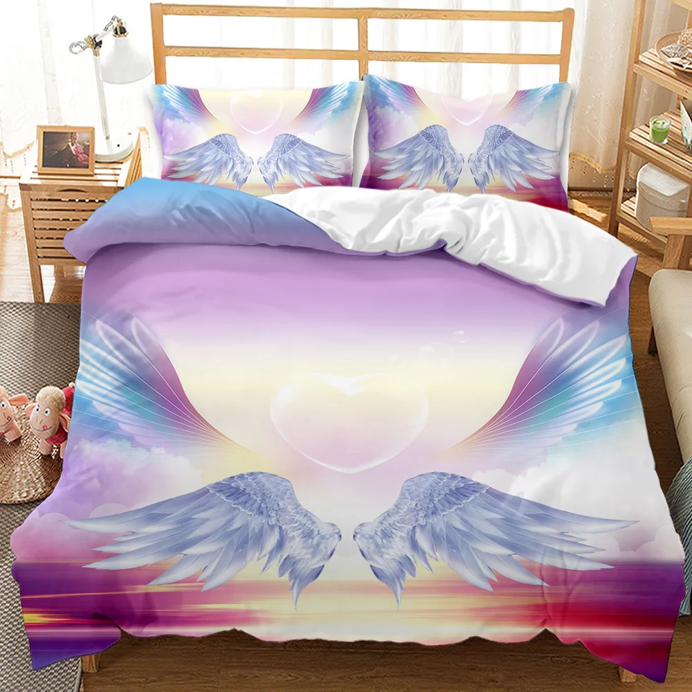 Angel Wings Duvet Cover Set Angel Fairy Tale Theme for Kids Teens Never ...