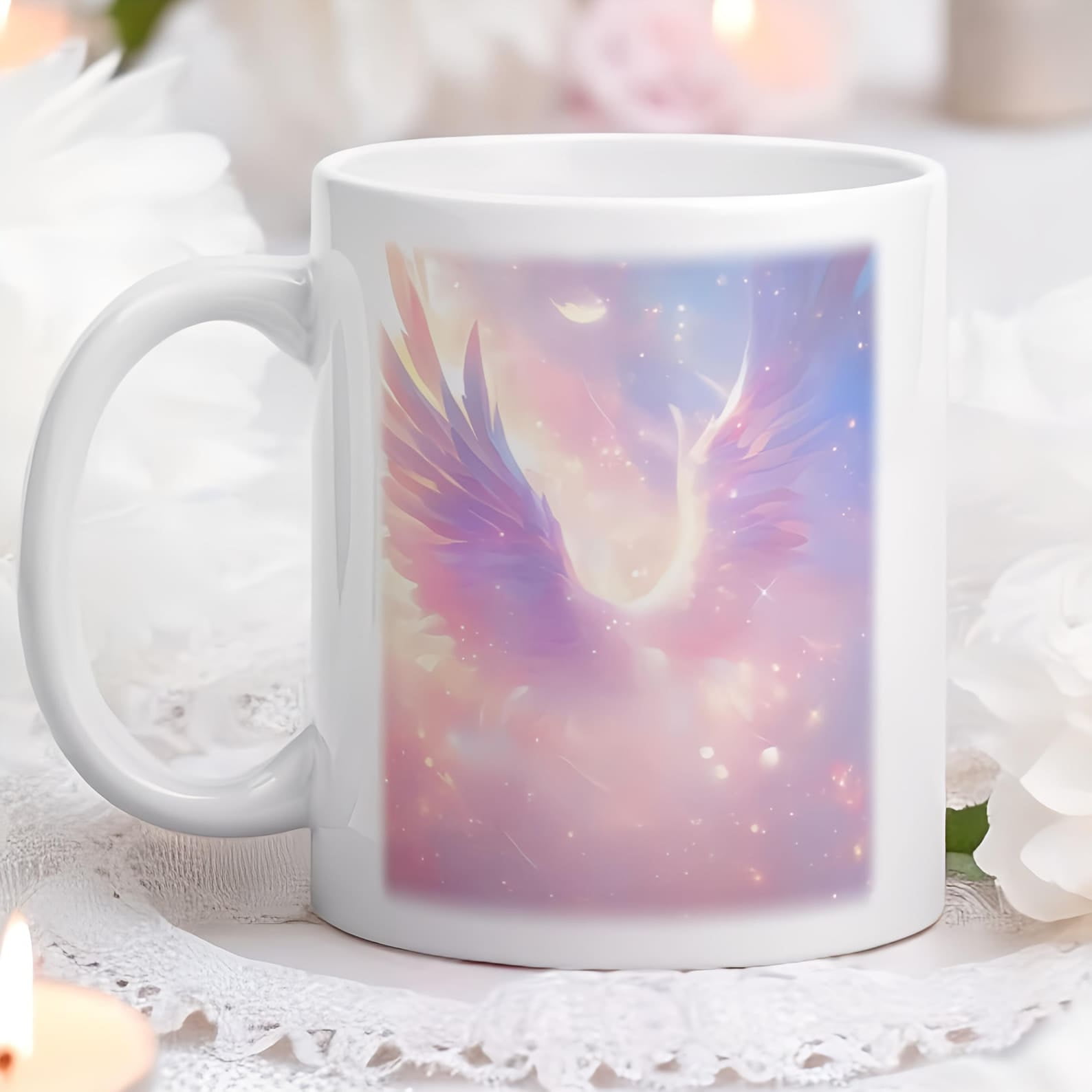Angel Wings Fantasy Mug cup, Ethereal Feathered Mug, Celestial Glow ...
