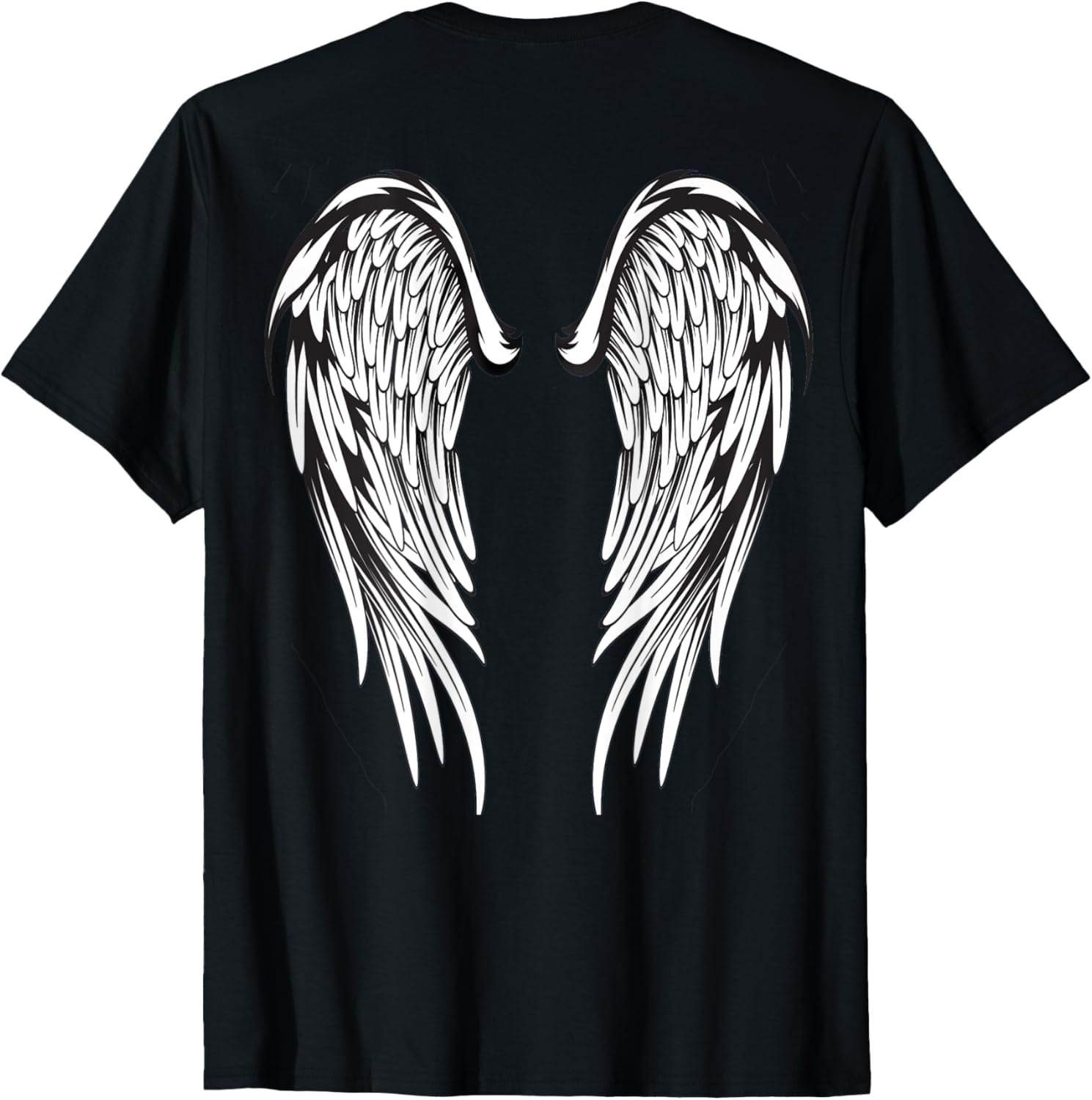 Angel Wings Feathers T-Shirt T-Shirt men and women can wear, black ...