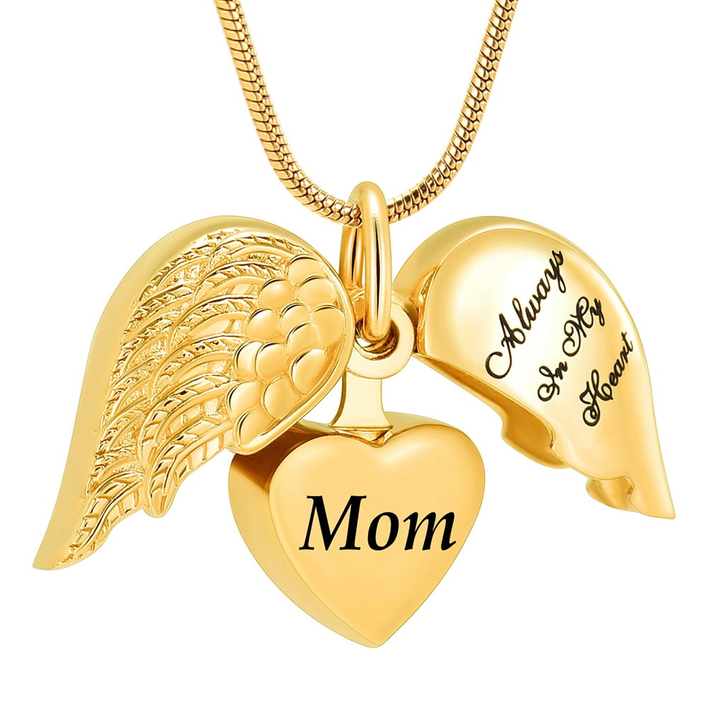 Angel Wings Guarding Heart-Always in my heart-Cremation Jewelry for ...