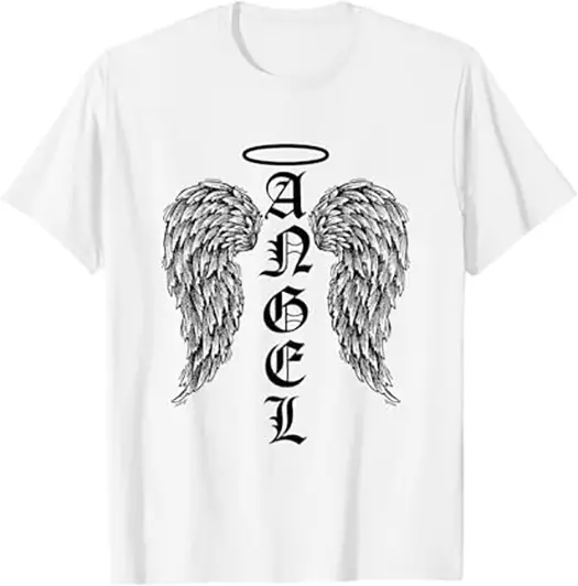 Angel Wings Halo T-Shirt - White - S To 5Xl - Walmart.com