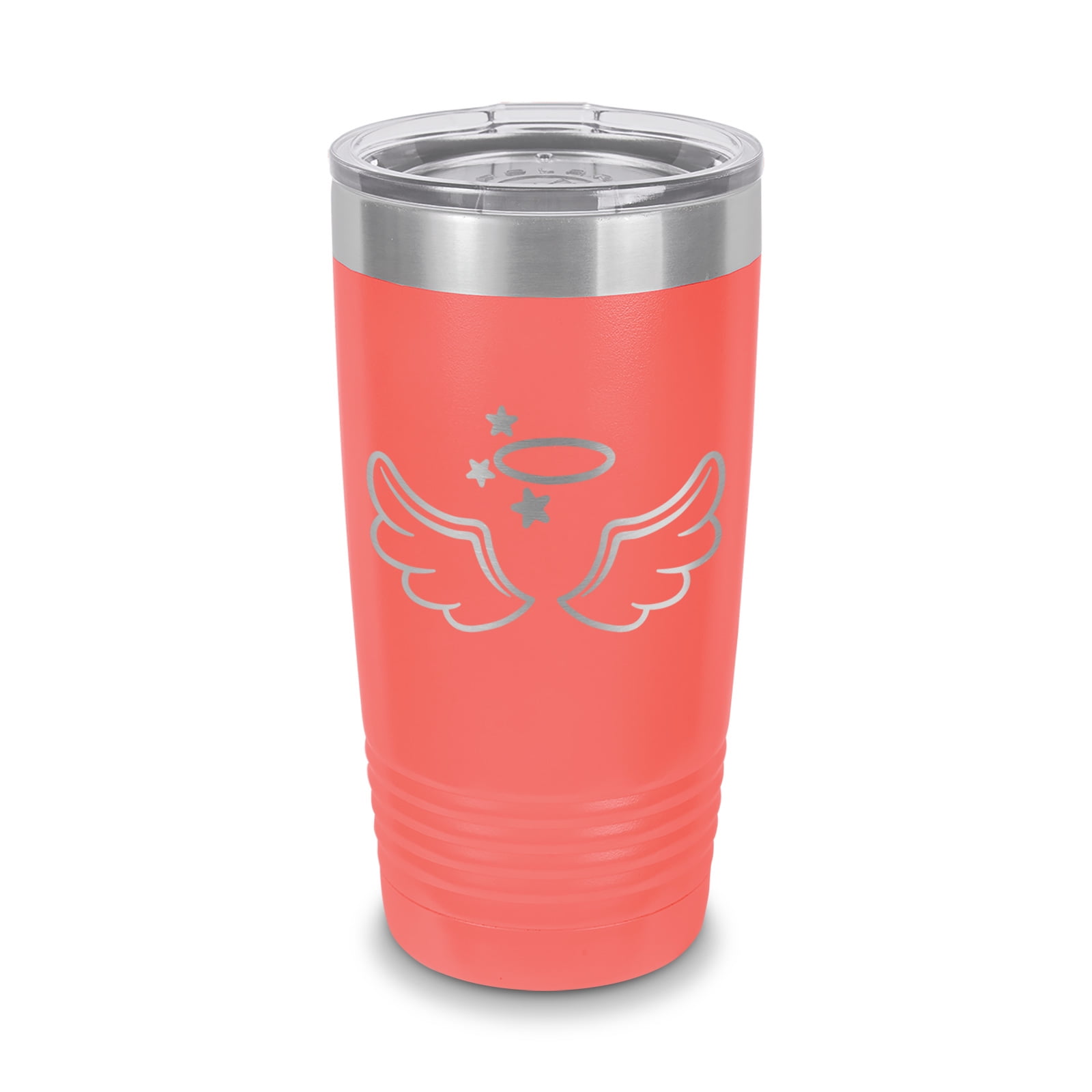 Angel Wings and Halo Tumbler 20 oz - Laser Engraved w/ Clear Lid ...