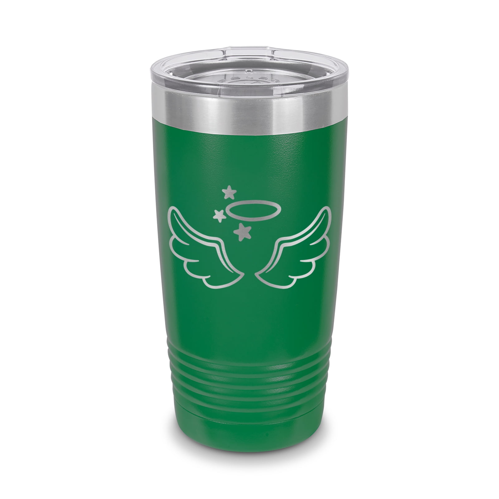 Angel Wings and Halo Tumbler 20 oz - Laser Engraved w/ Clear Lid ...