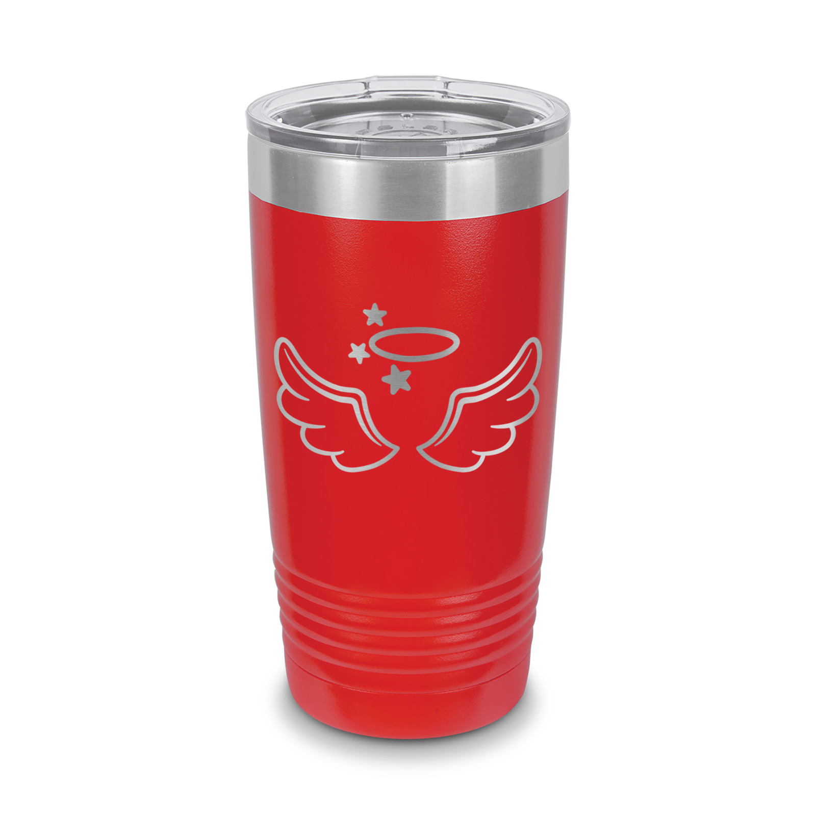 Angel Wings and Halo Tumbler 20 oz - Laser Engraved w/ Clear Lid ...