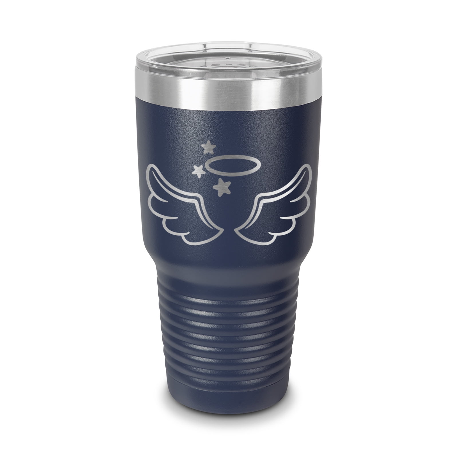 Angel Wings and Halo Tumbler 30 oz - Laser Engraved w/ Clear Lid ...