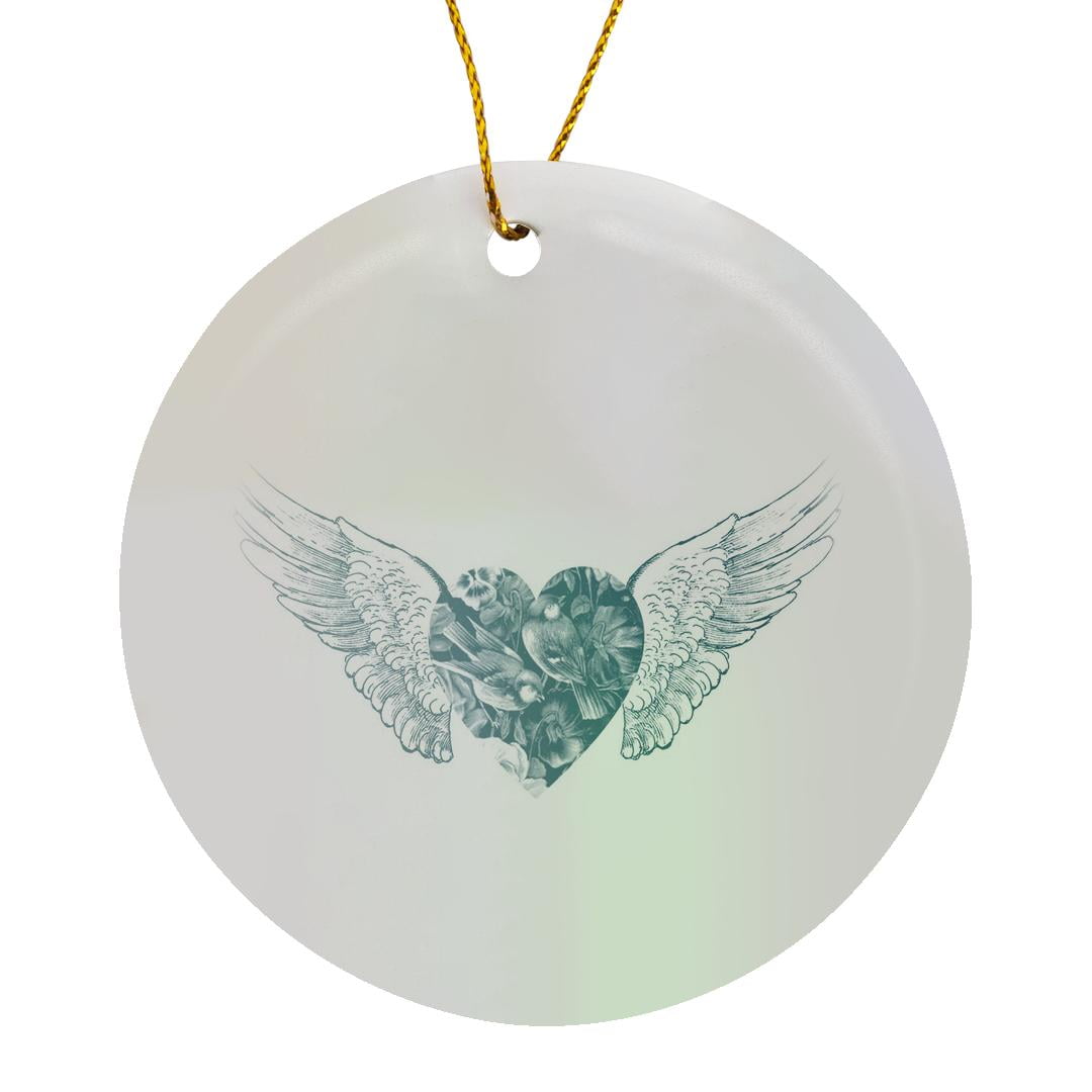 3drose, Angel Wings Heart, Circle Porcelain Ornament - Walmart.com