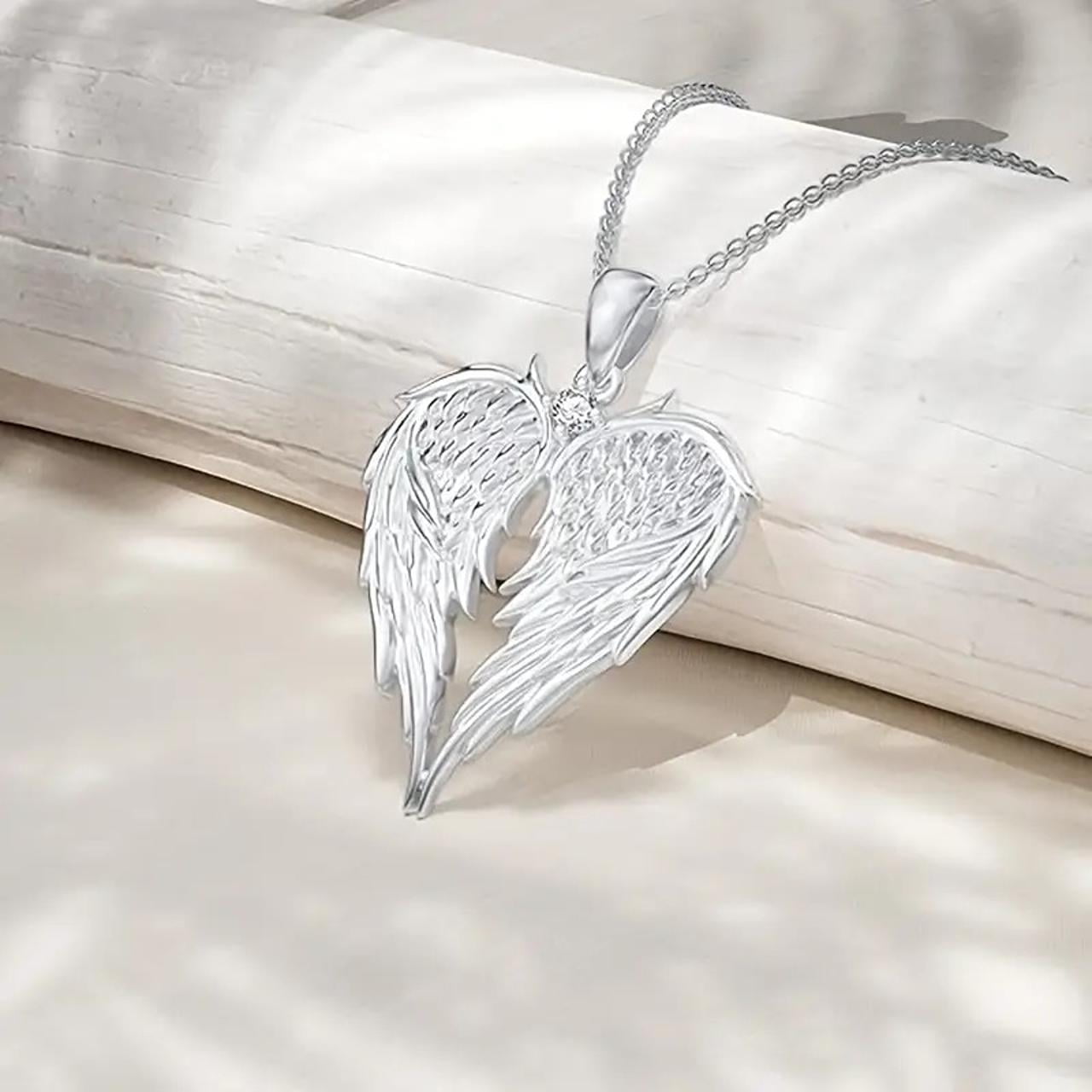 Angel Wings Heart Necklace – Silver Chain Pendant Jewelry - Walmart.com