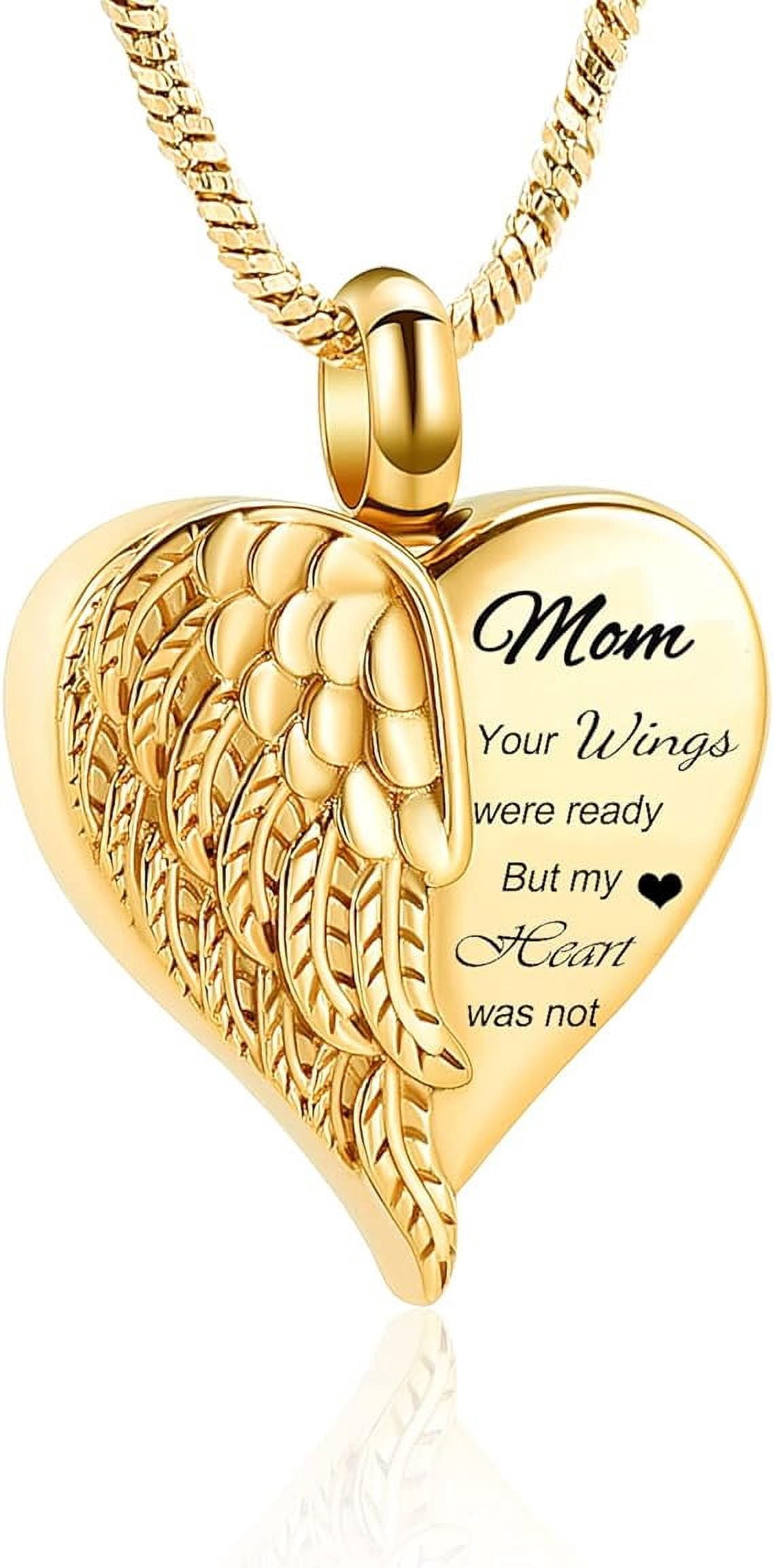 Angel Wings Heart Urn Ashes Necklace for Women Men Heart Wing Memorial ...