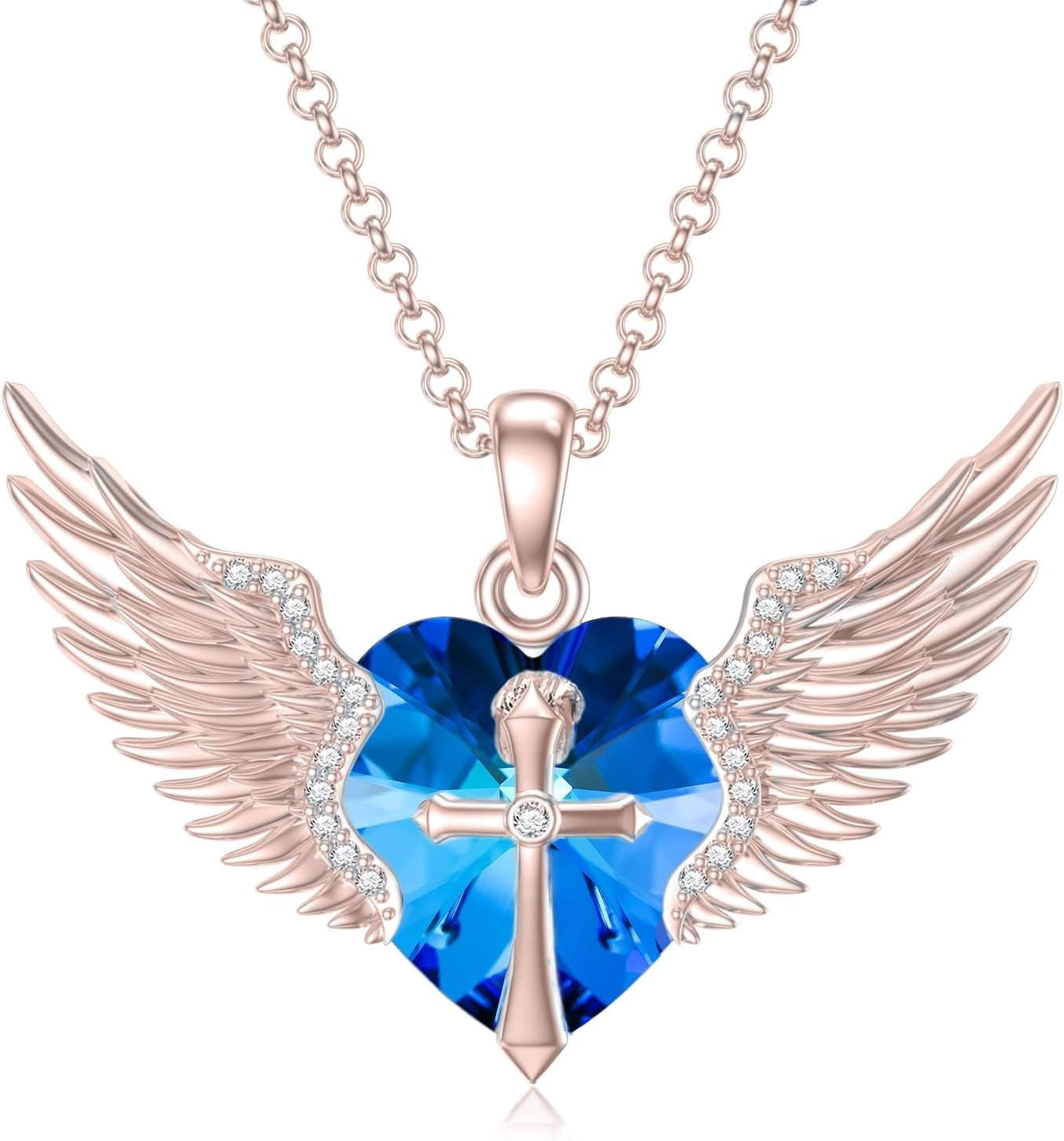 Angel Wings Necklace with Cross Sterling Silver Guardian Angel Wings ...
