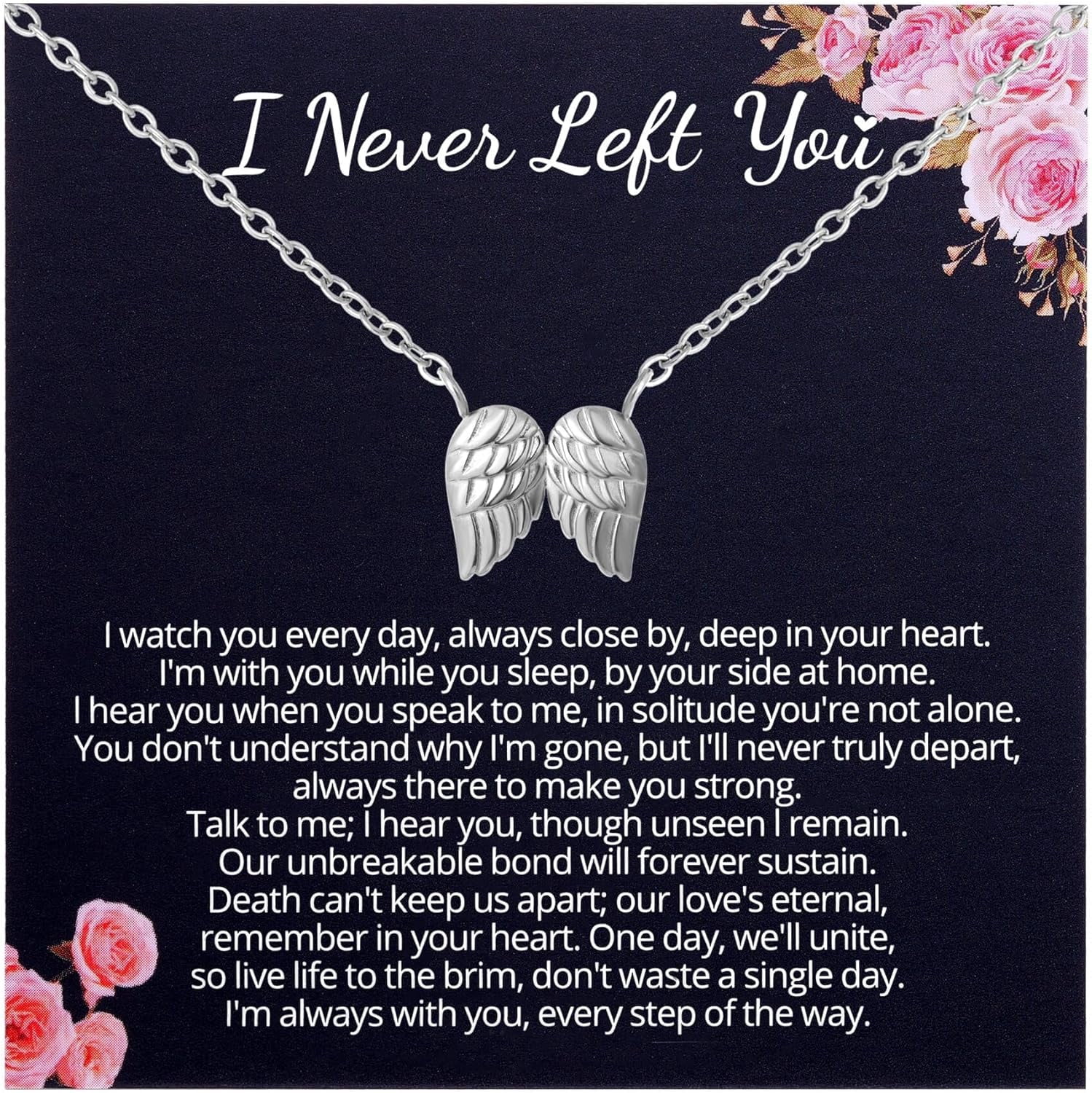 Angel Wings Necklace Gift from Heaven, Memorial Gifts for Loss of Loved ...