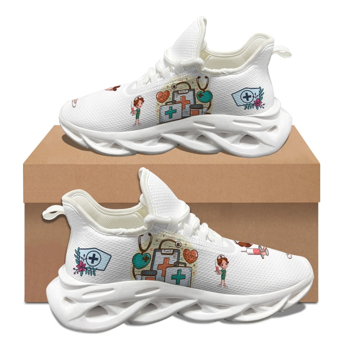 Angel Wings Nurse Hospital Patter Women's Autu Winter Soft Sneakers Non ...