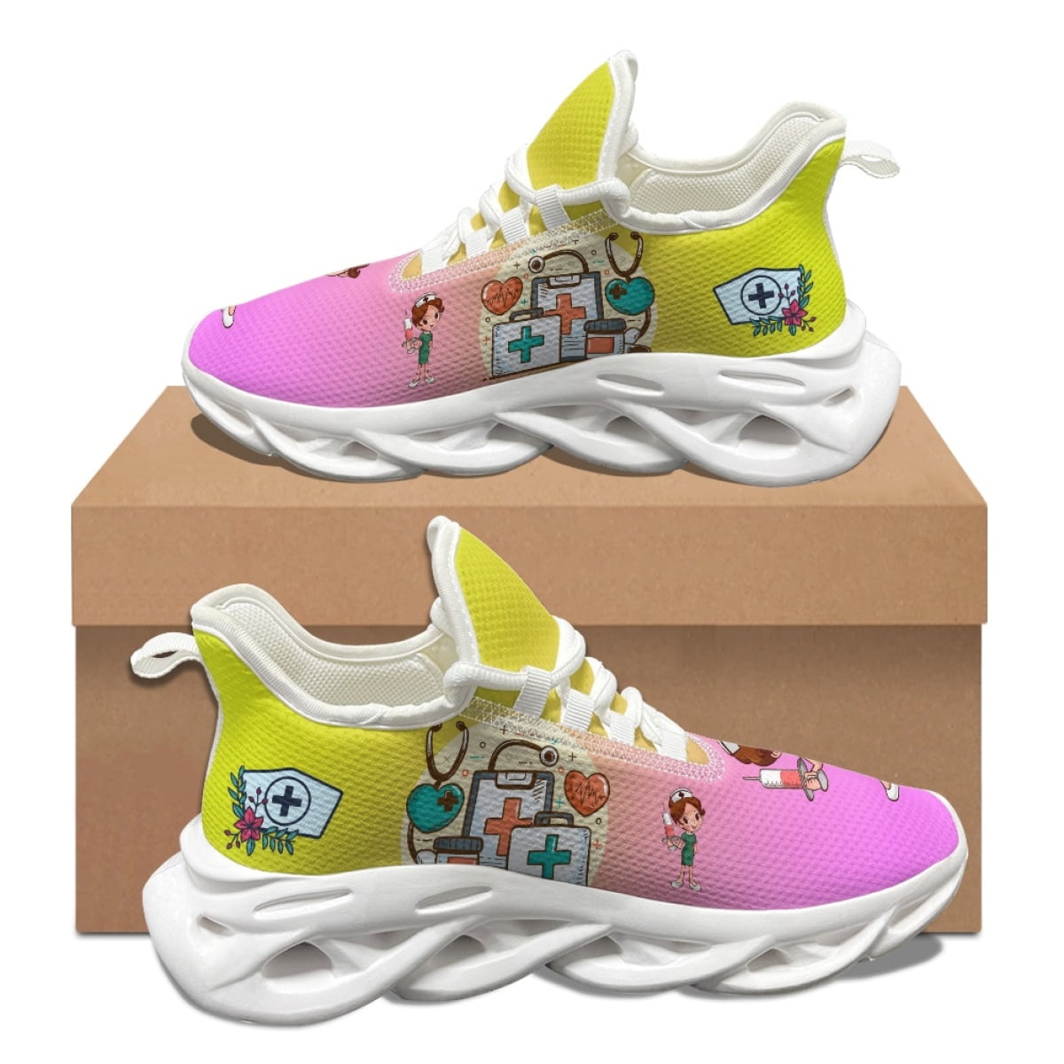 Angel Wings Nurse Hospital Patter Women's Autu Winter Soft Sneakers Non ...