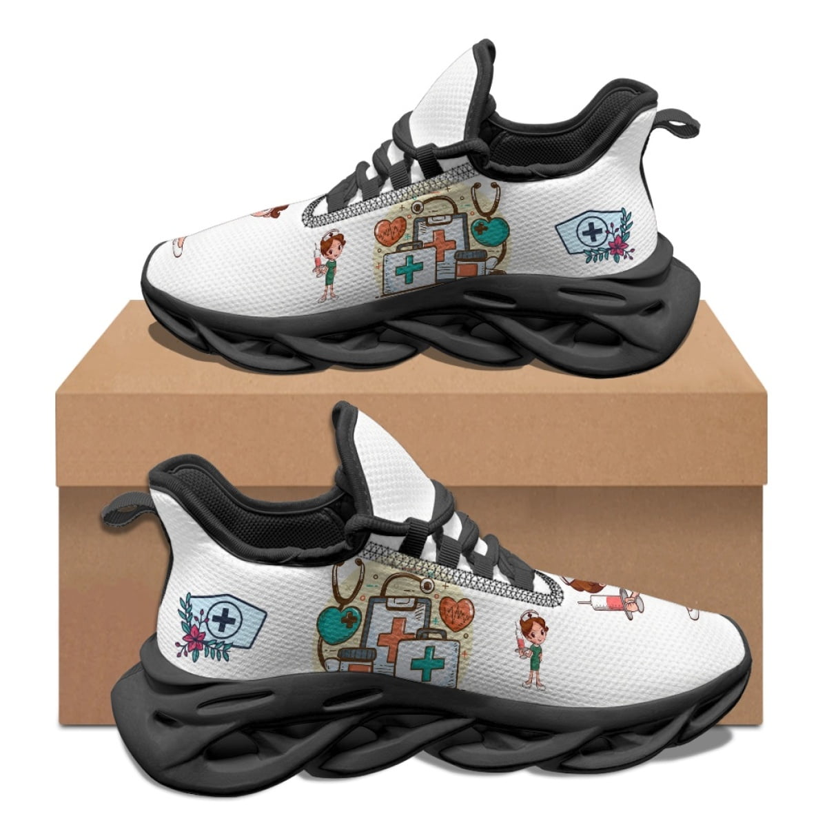 Angel Wings Nurse Hospital Patter Women's Autu Winter Soft Sneakers Non ...