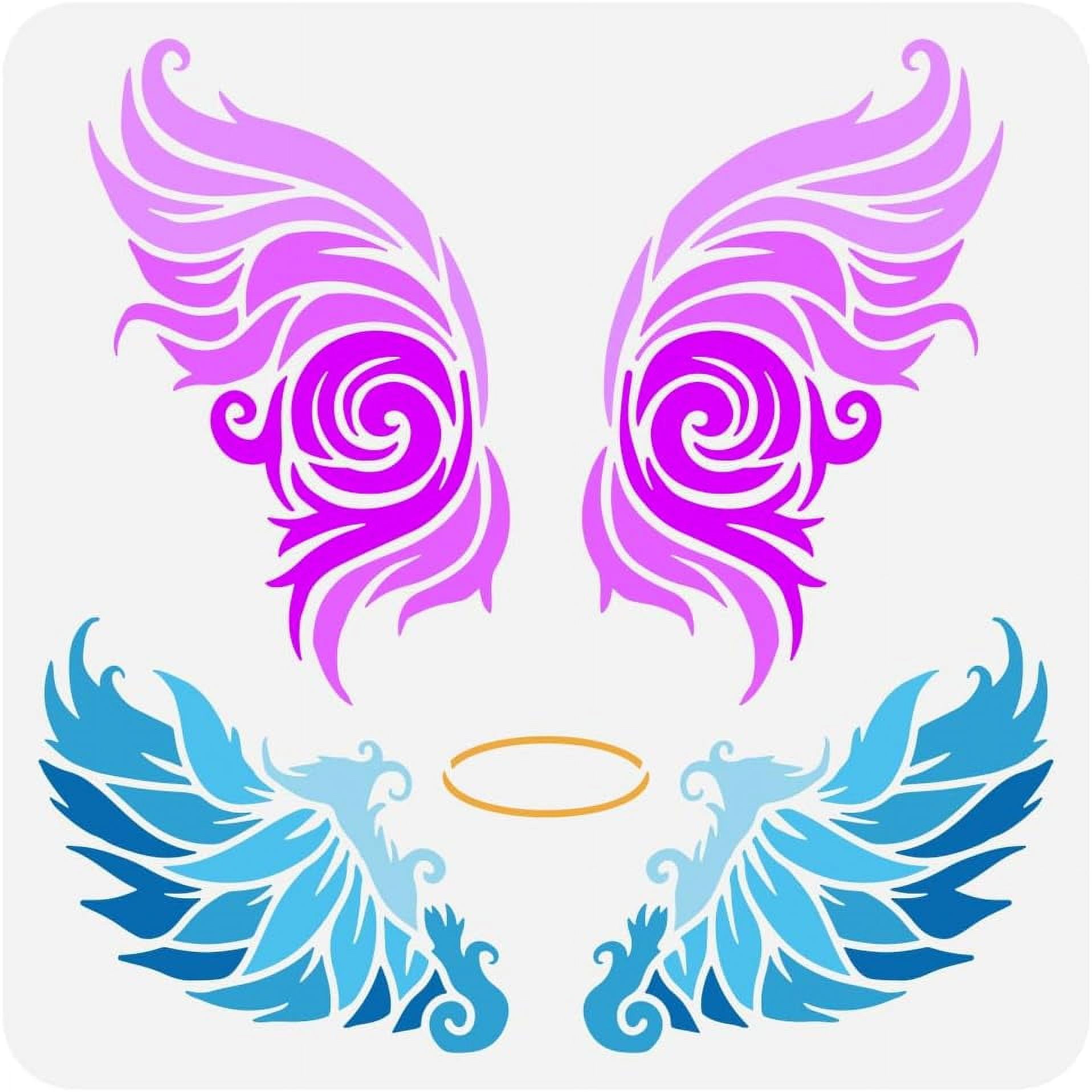 Angel Wings Painting Stencil 11.8x11.8 inch Reusable 2 Styles Fancy ...