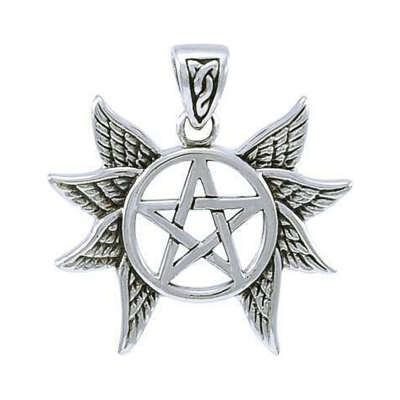 Angel Wings Pentacle 925 Sterling Silver Pendant Fine Pagan Wiccan ...