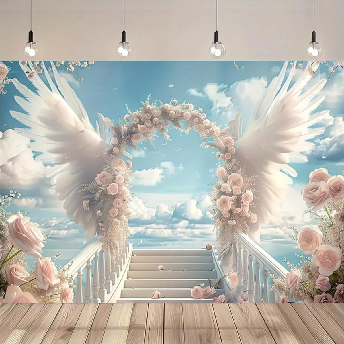 Angel Wings Photography Backdrop Birthday Party Arch Flower Backdrop ...