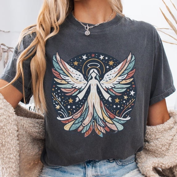 Angel Wings Shirt Boho Vintage Style Graphic Design Comfort Colors ...