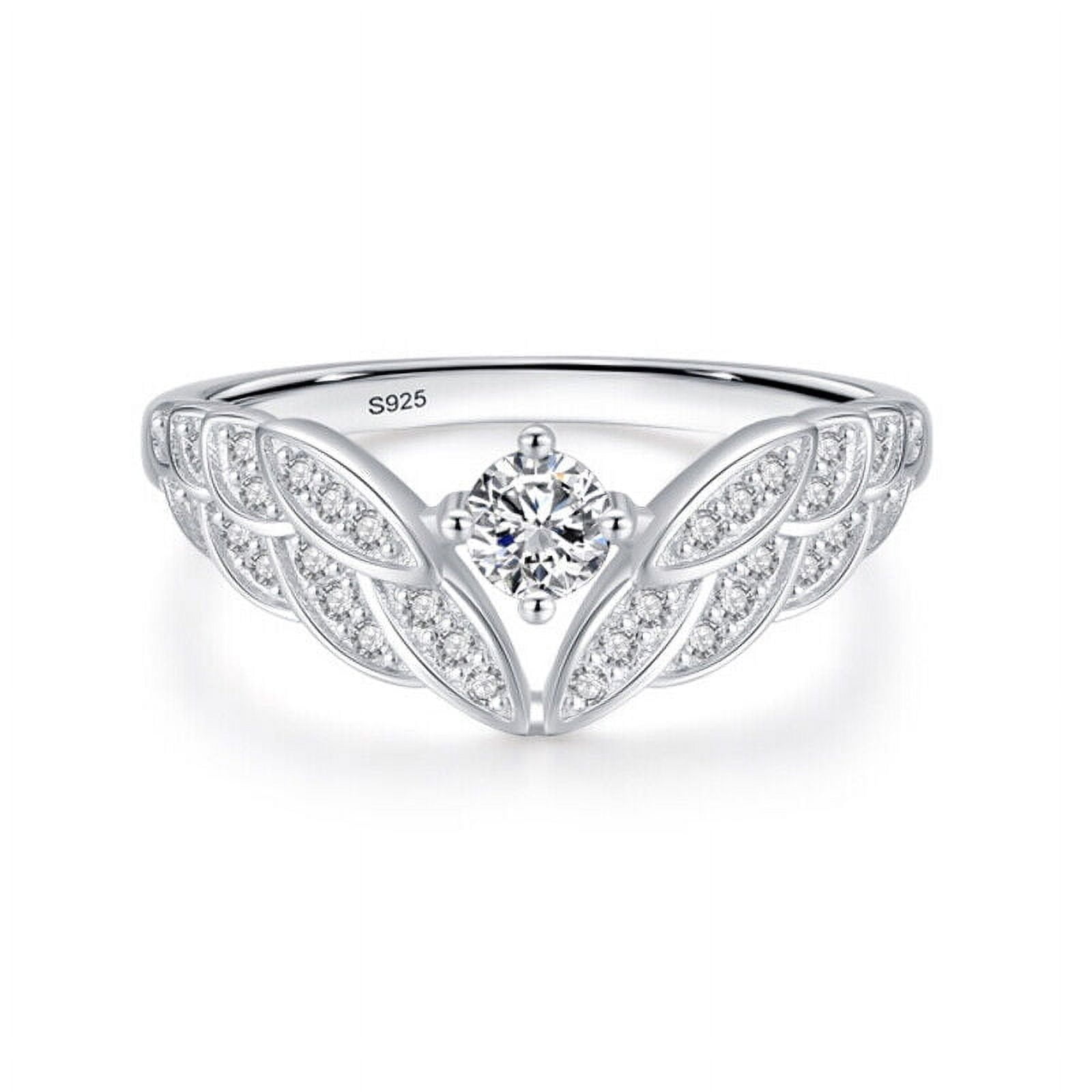 Angel Wings Solitaire Diamond Ring 1.9 Ct Round Diamond 14K White Gold ...