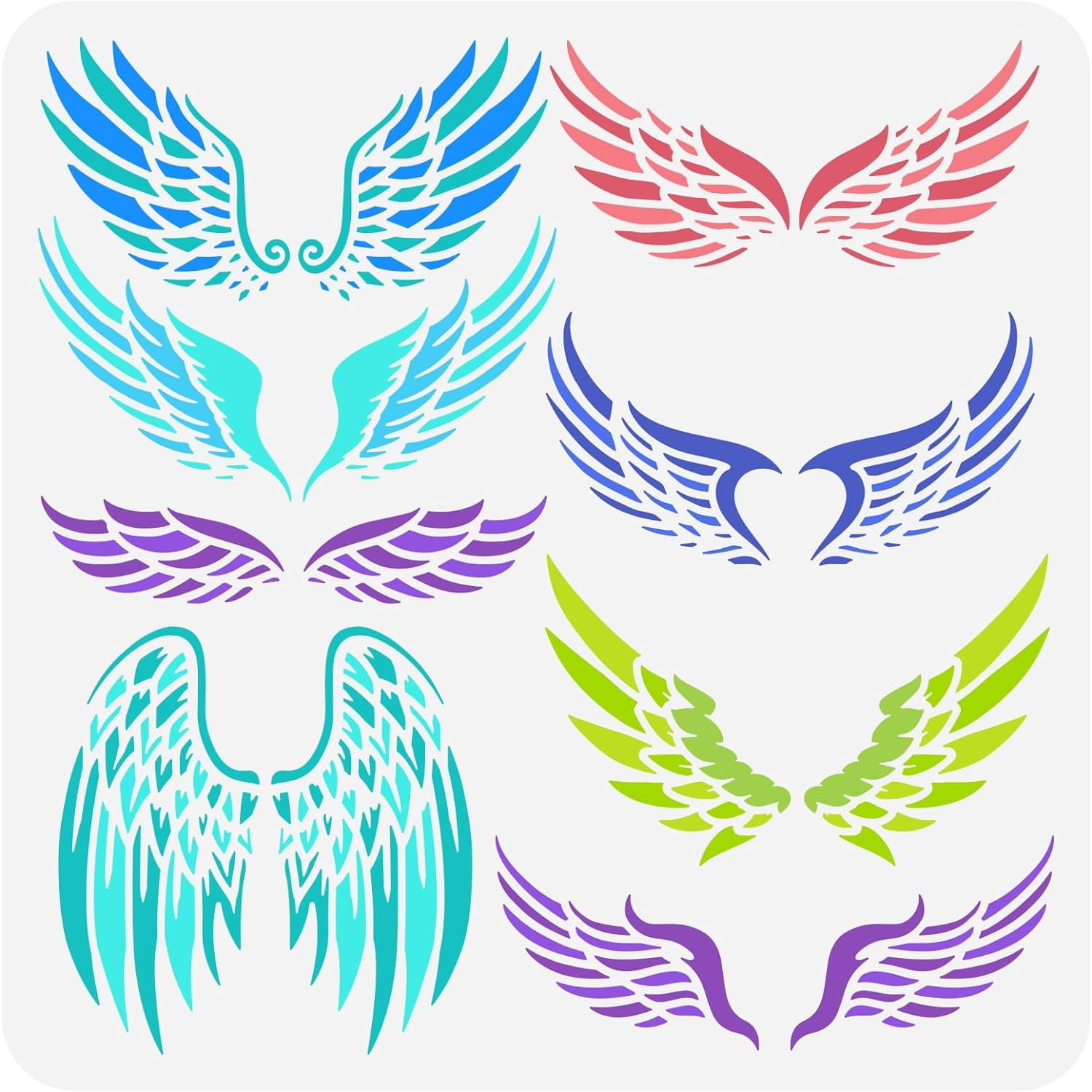Angel Wings Stencils 11.8x11.8inch 8 Style Feather Wings Painting ...