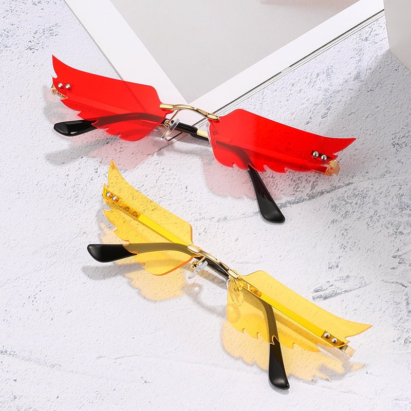 Angel Wings Sunglasses: UV400 Protection, Metal Frame, Personality ...