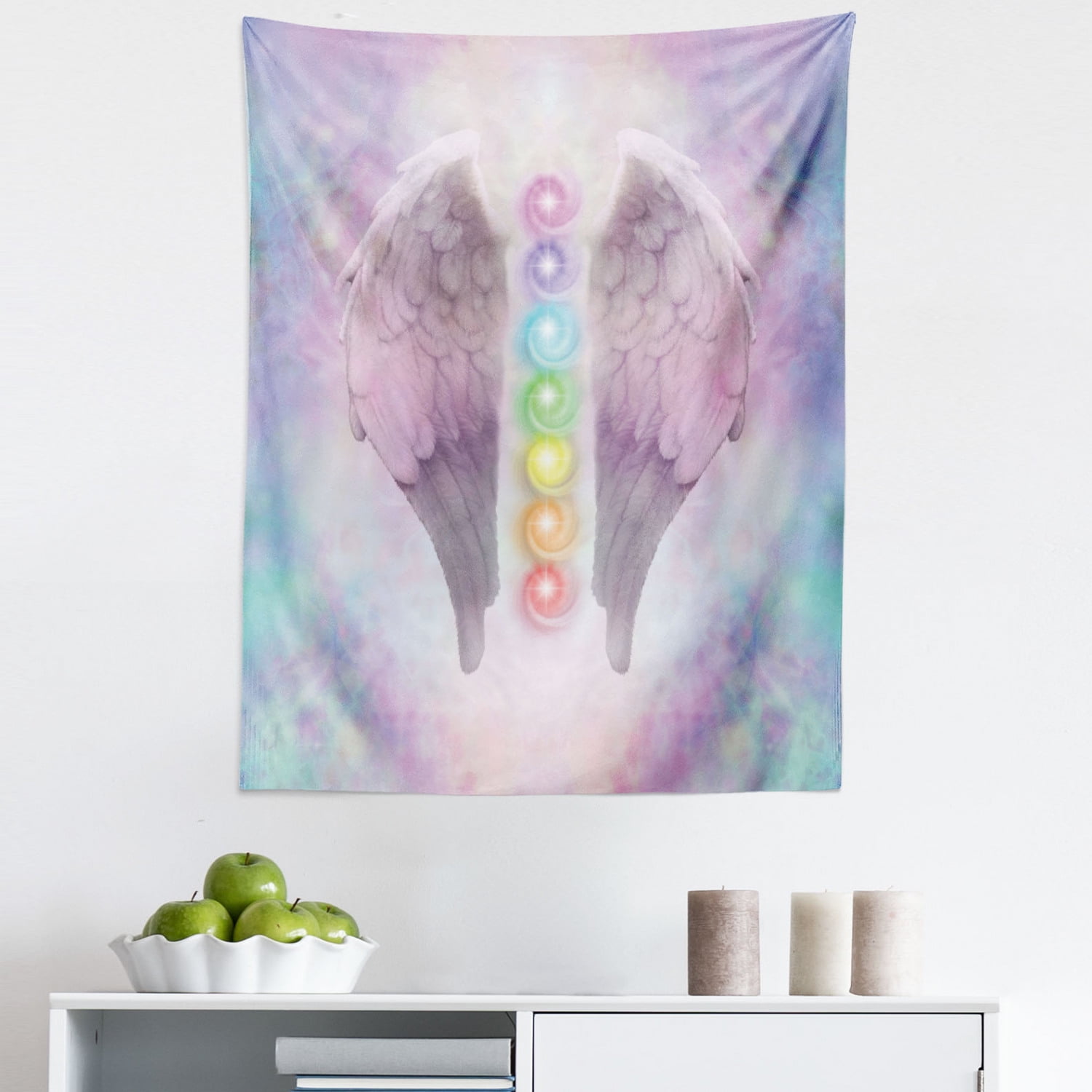 Angel Wings Tapestry, Angelic Mandala Yoga Ethereal Pastel Psychedelic ...