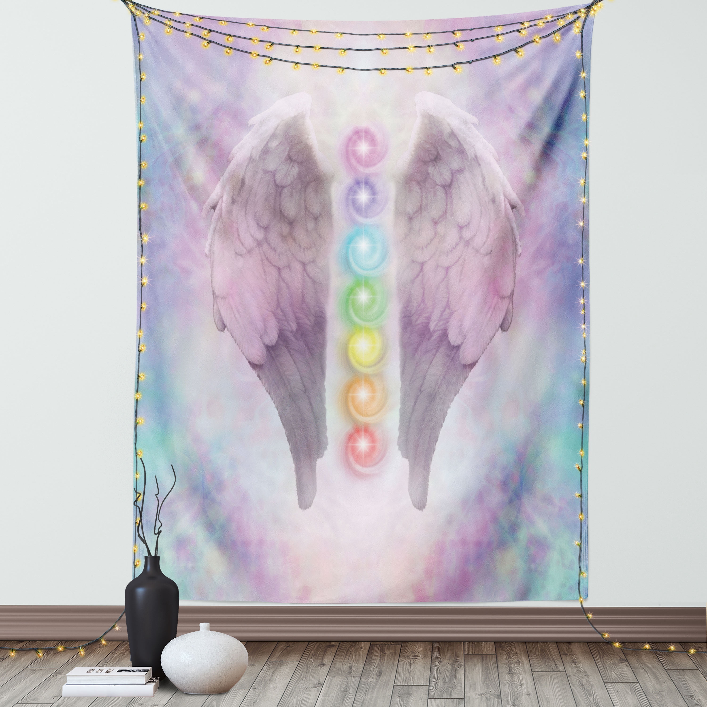 Angel Wings Tapestry, Angelic Sacred Chakras Archaic Zen Yoga Ethereal ...