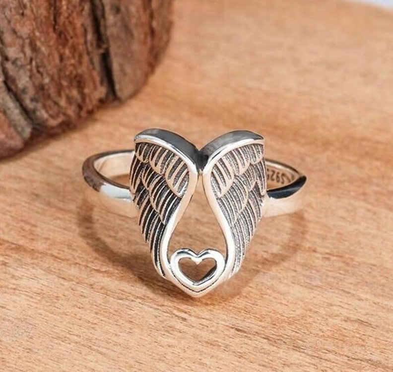 Womens Angel Wings Ring Vintage Geometric Style Alloy Ring ...