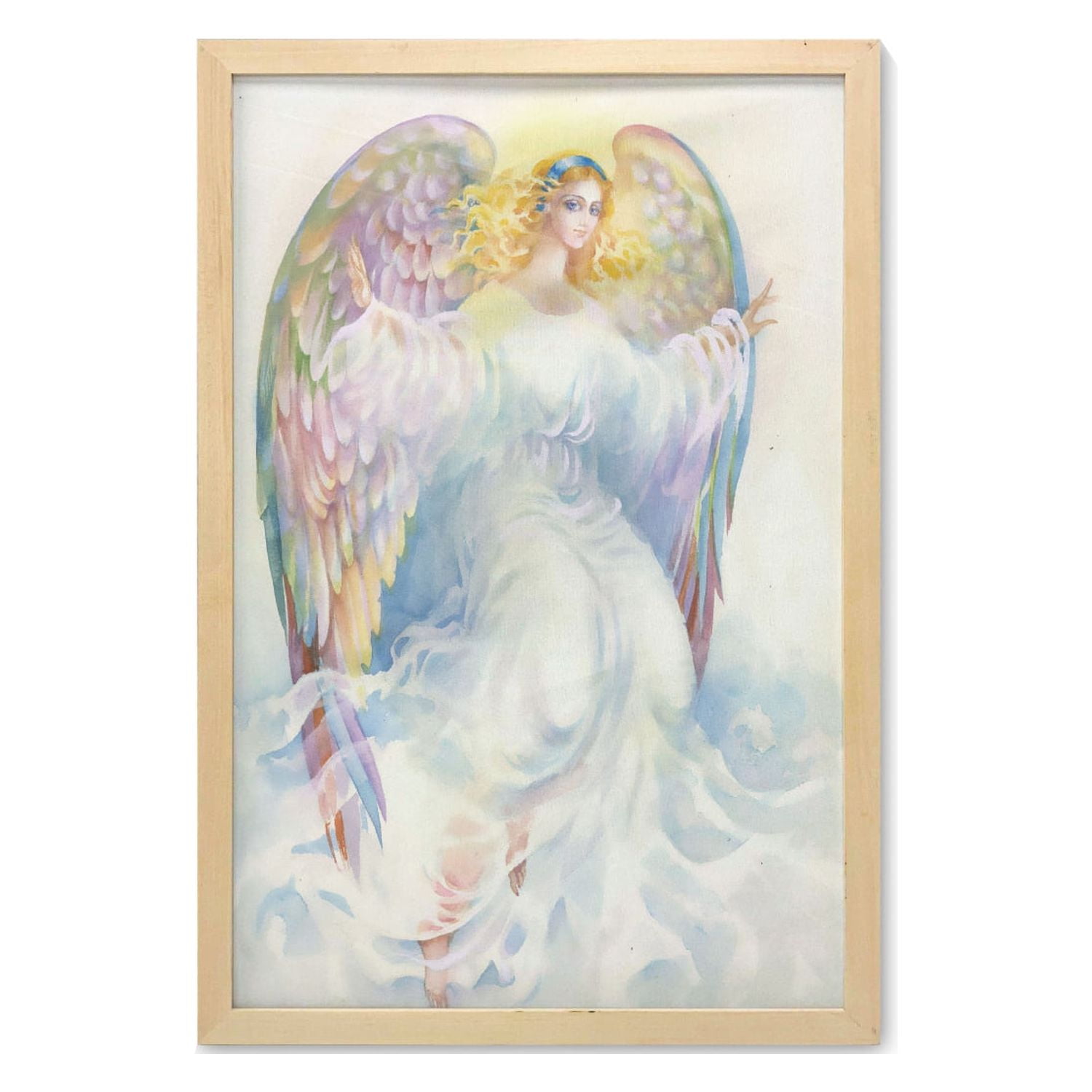 Angel Wings Wall Art with Frame, Renaissance Angelic Woman Beauty ...