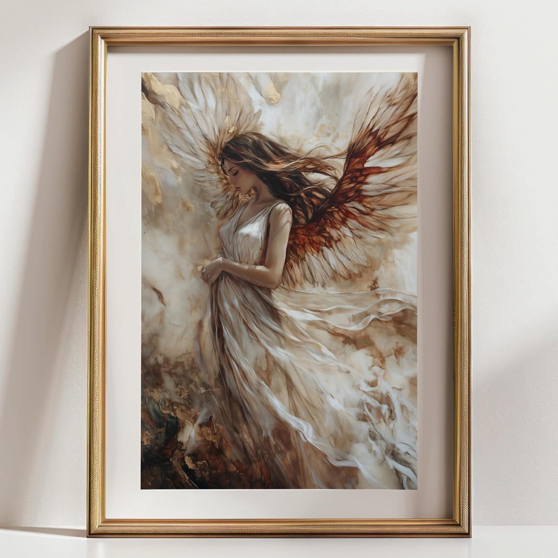 Angel Wings Wall Art Print Seraphim Woman Fantasy Poster, Ethereal ...