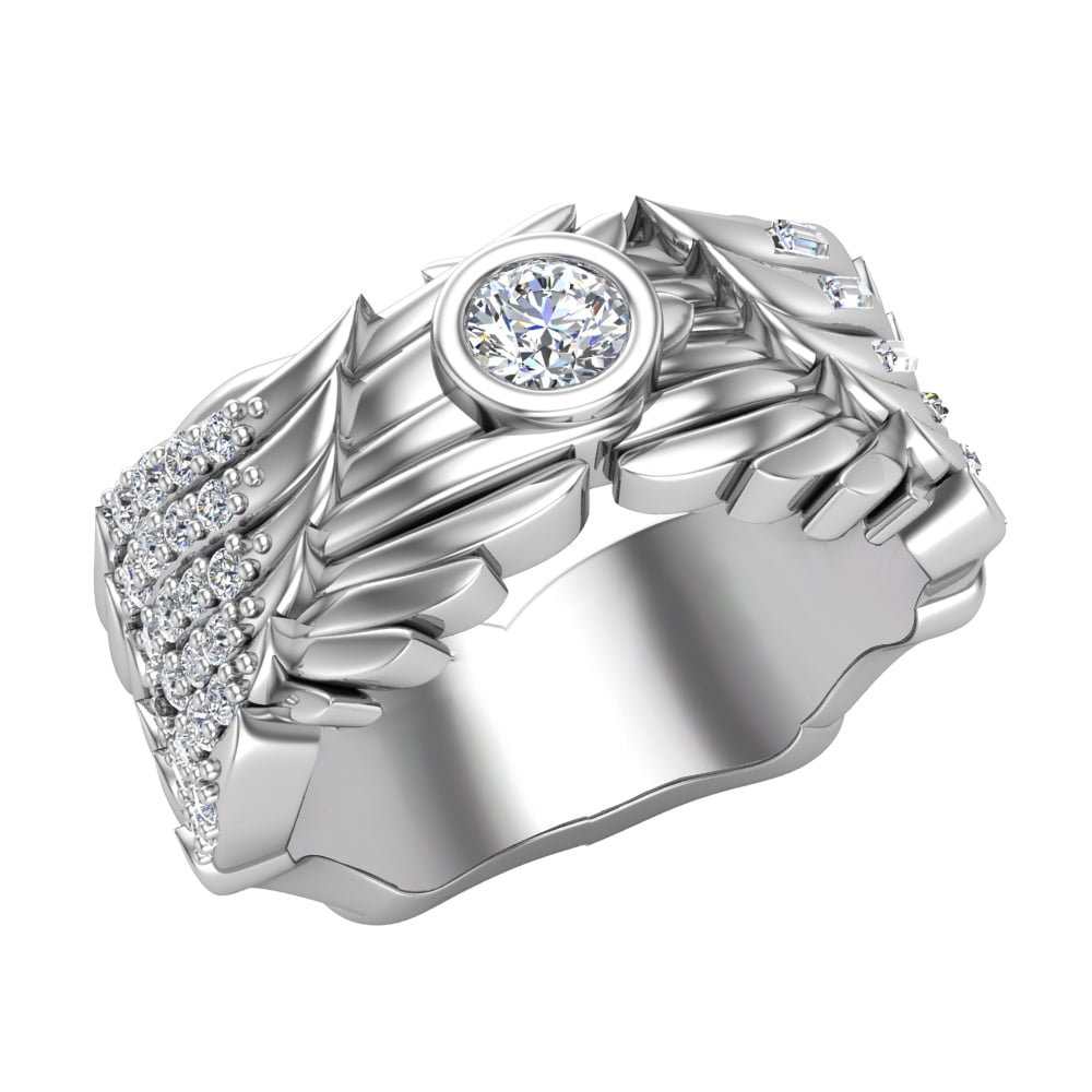 Angel Wings Wedding Band for Men Women Diamond Jewelry 14K White Gold 0 ...
