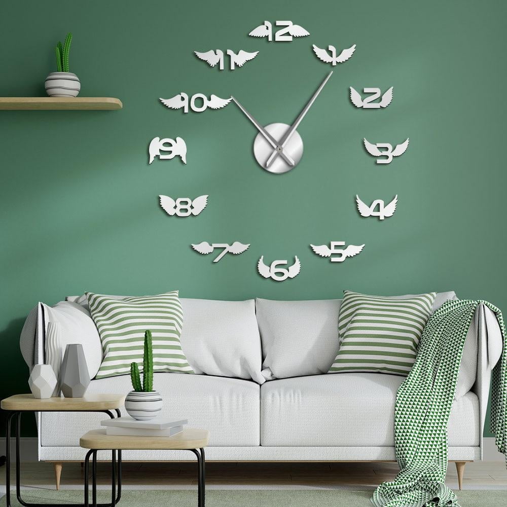 Angel Wings With Number Modern DIY Large Wall Clocks Bird Wings Nursery ...