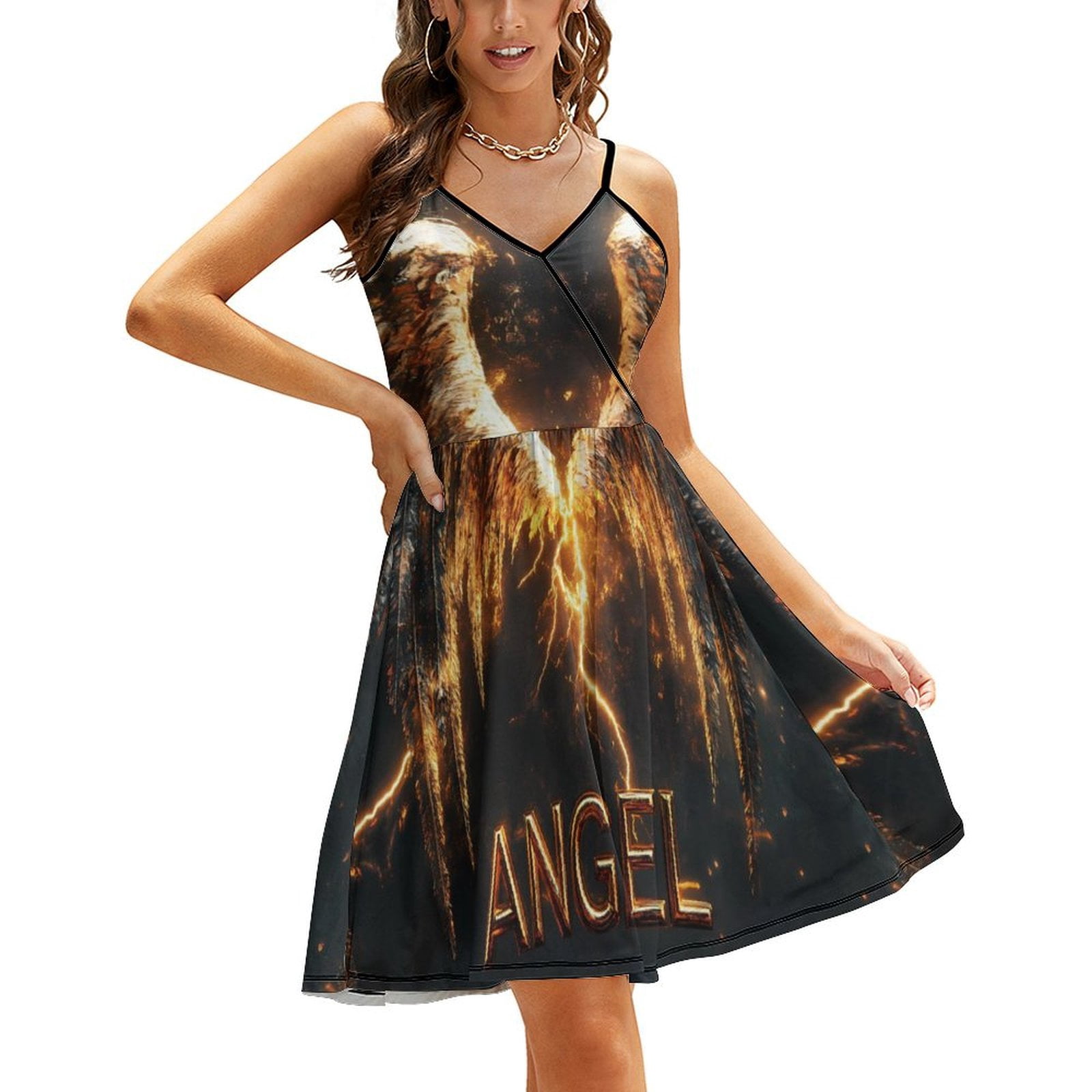 Angel Wings Women's Sundress Cami Mini Dress Sleeveless Backless ...