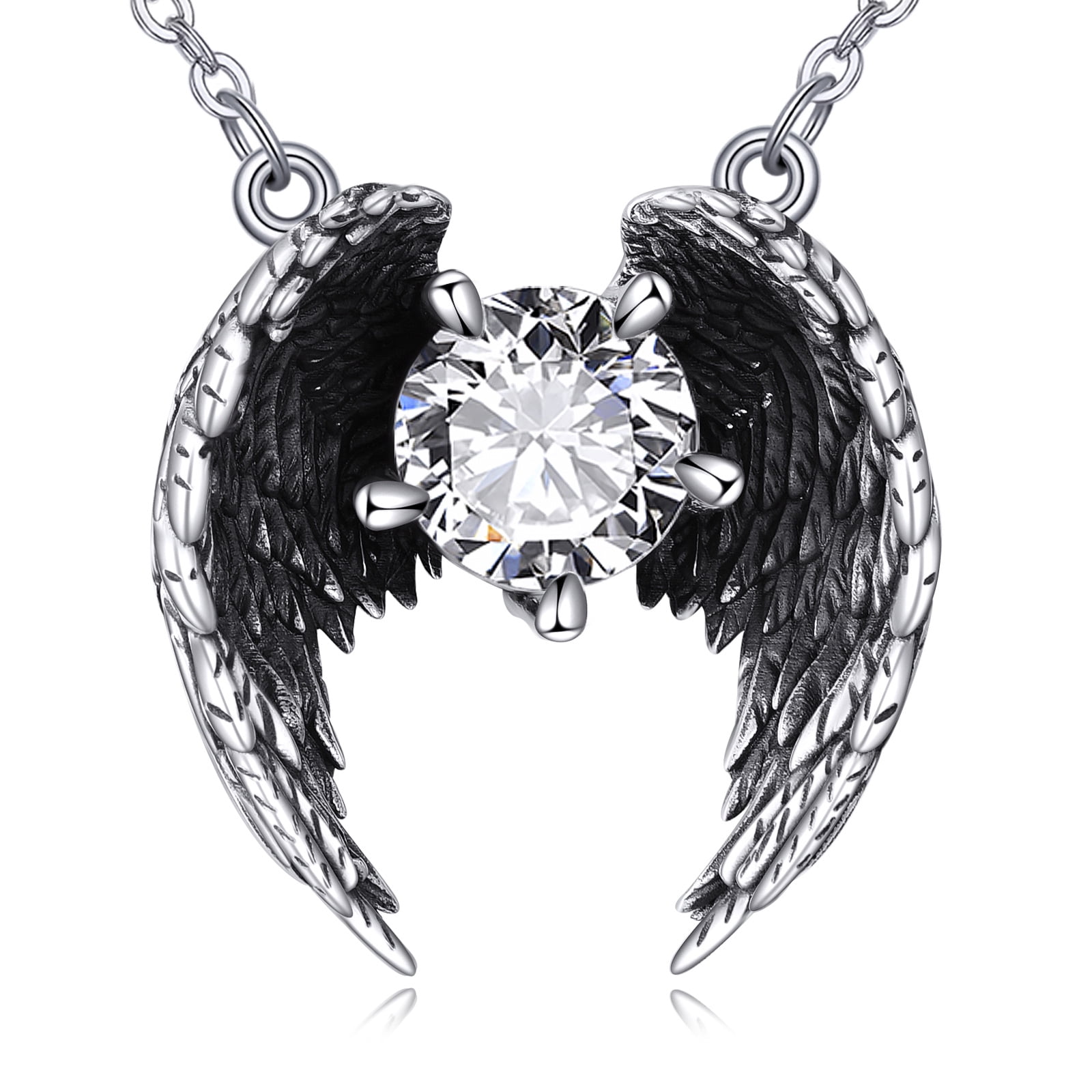 Angel Wings Zircon Necklace 925 Sterling Silver Angel Wings Jewelry ...