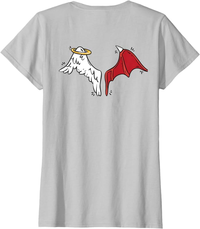 Angel Wings and Demon Wings Back design Good vs Evil Duality T-Shirt ...
