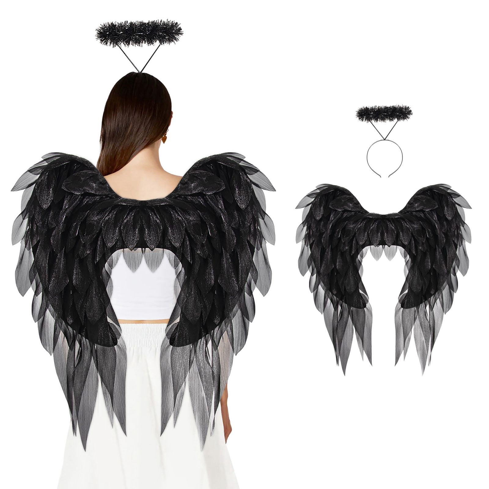 Angel Wings and Halo for Adult Fairy Angel Wings Costume with ...